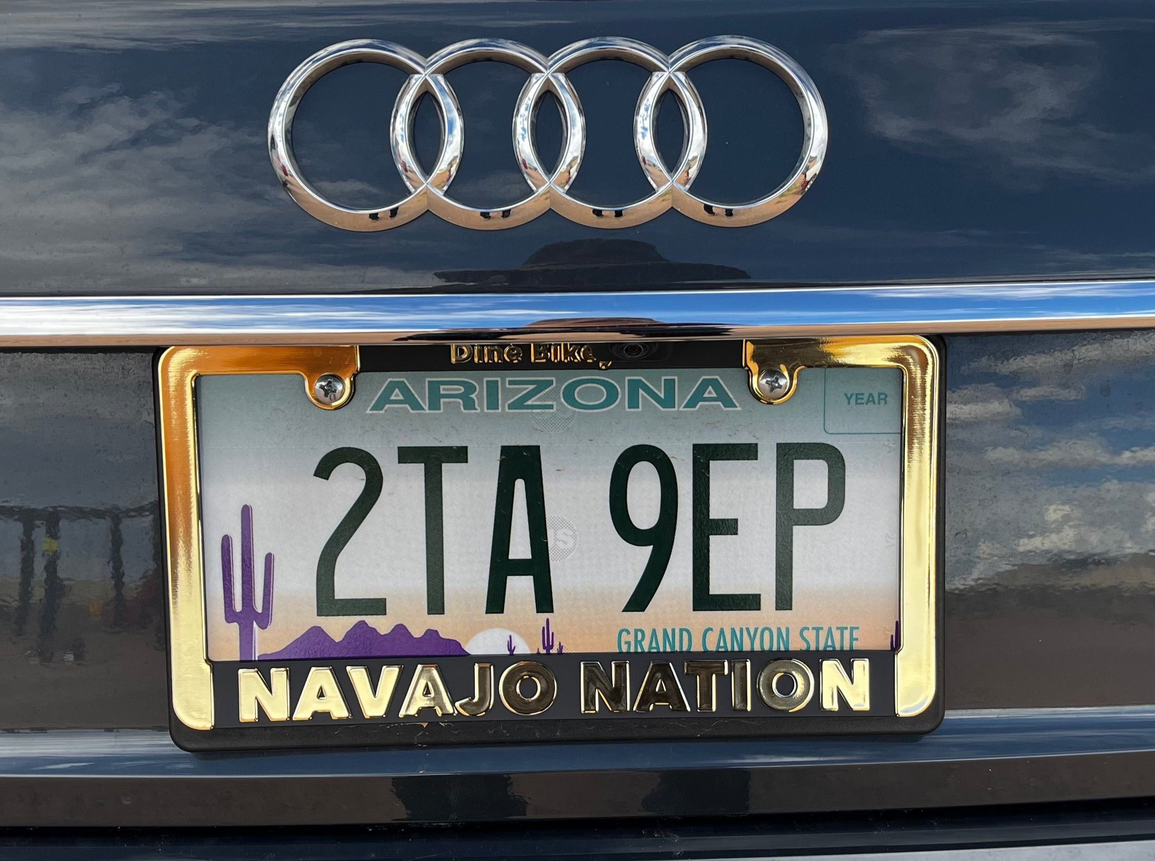 Navajo License Plate Frame (Gold-Black text) – Navajo Store